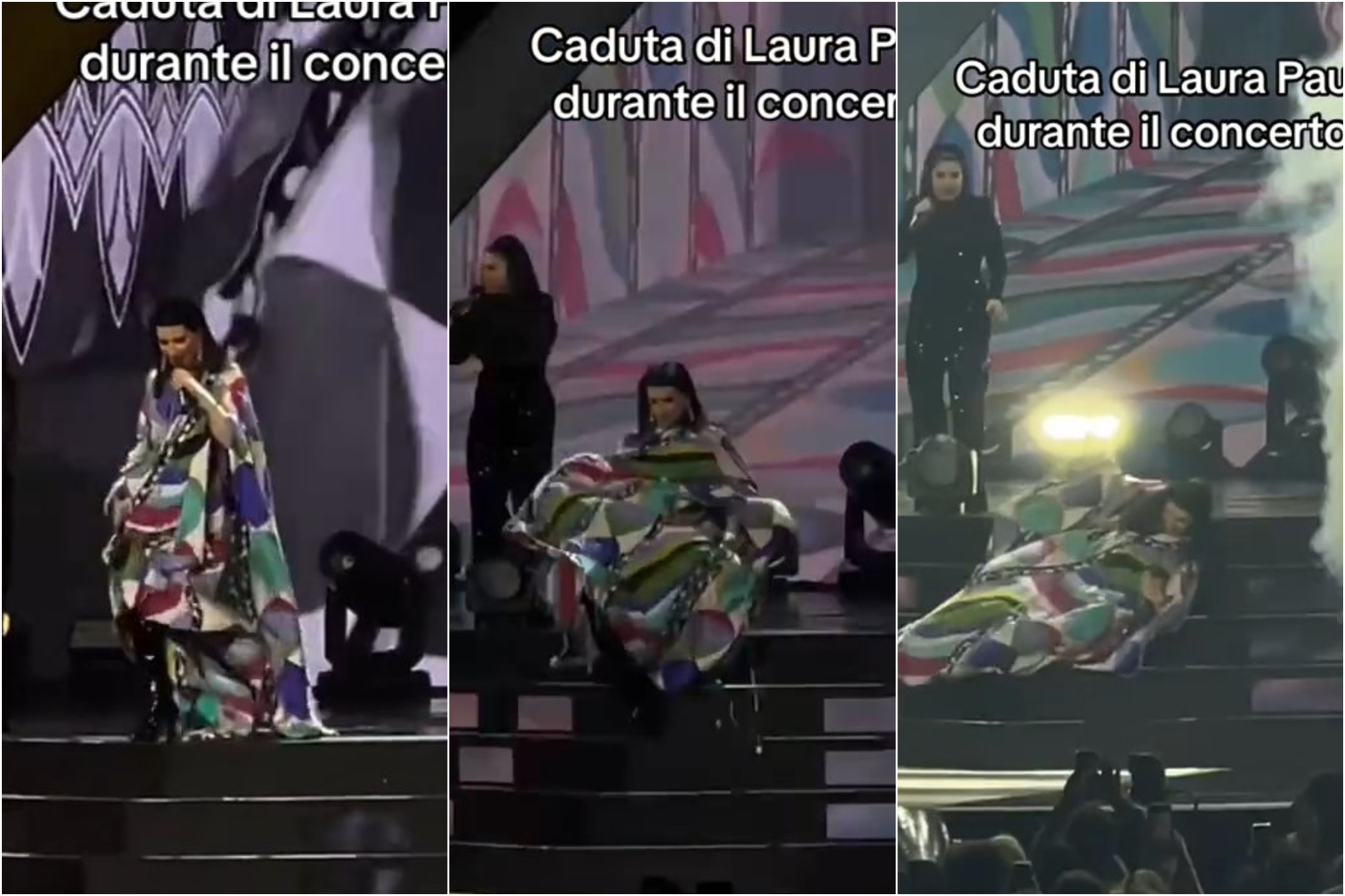 Figuraccia di Laura Pausini al concerto di Milano: precipita dalle scale
